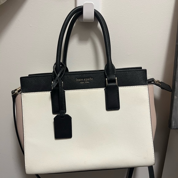 kate spade | Bags | Kate Spade Candace Tri Color Bag White Pink Black ...